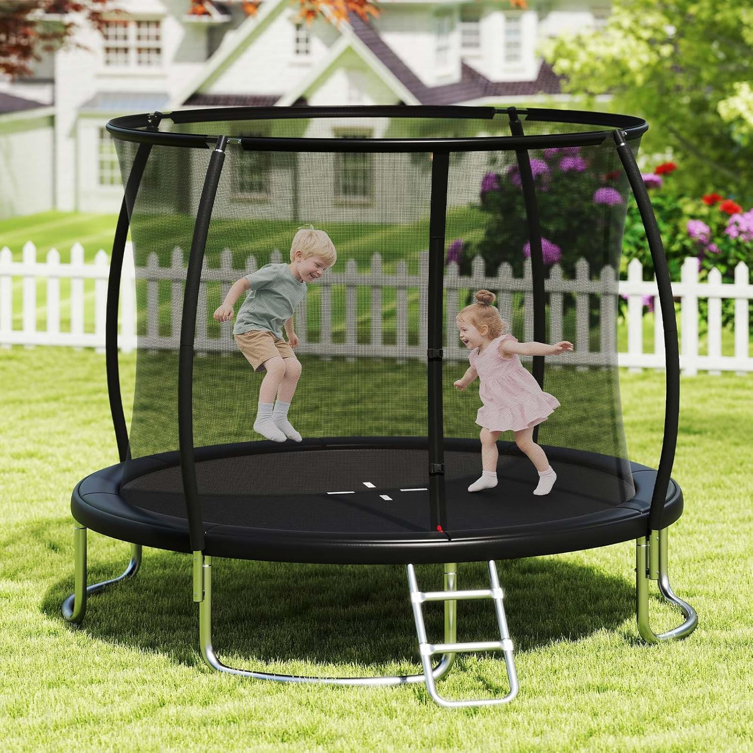 Heavy-Duty Recreational Trampoline with Safety Enclosure Net – Gymax AU