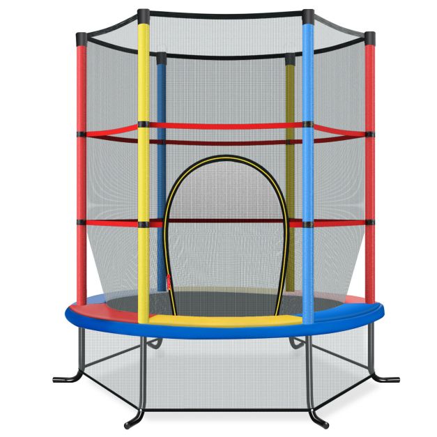 5.3FT Mini Kids Trampoline with 135kg Load Capacity & Enclosure Net ...